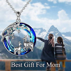 ONEFINITY Llama Gifts 925 Sterling Silver Llama Necklace Crystal Alpaca Pendant Jewelry for Women Gifts