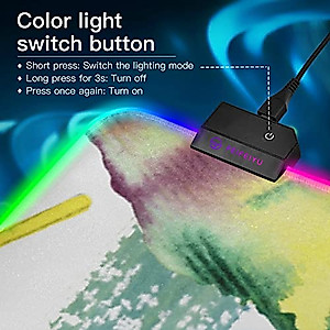 Large RGB Gaming Mouse Pad Ginkgo Biloba Leaves Pattern Glowing Extended Mousepad 35.4x15.7in, Soft Anti-Slip Rubber Base Luminous Mouse Mat for Pc Laptop, Gaming, Office, Home