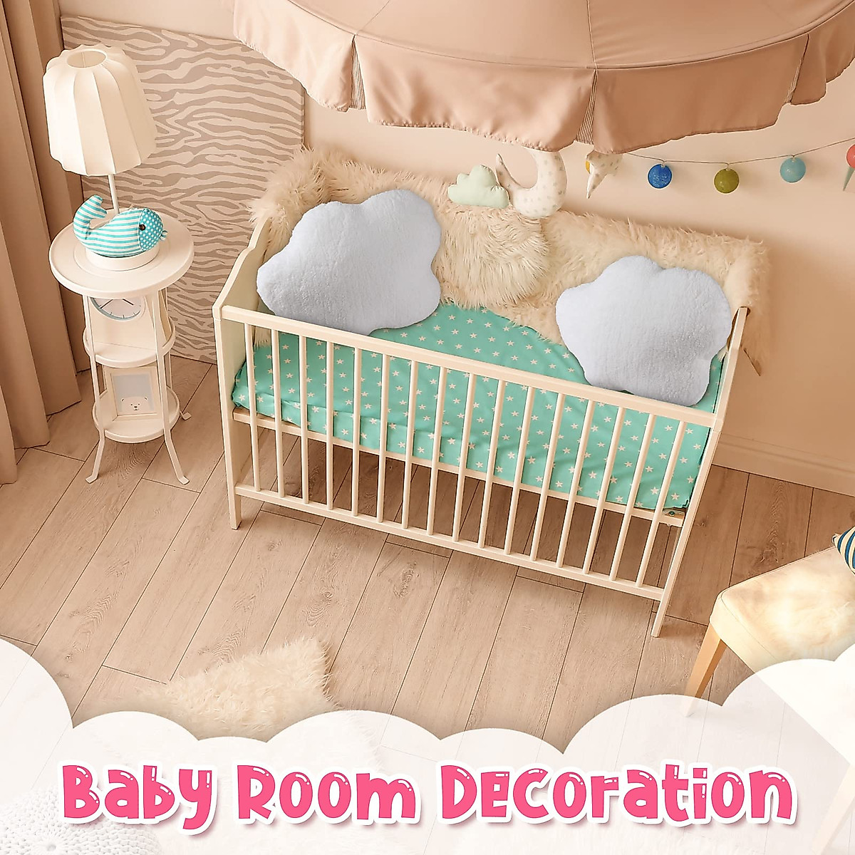 Namalu 20 Inch Cloud Shaped Stuffed Throw Pillows Lovely Pillows Cute Aesthetic Soft Waist Rest Cushion for Girls Bedroom Office Car Chair Home Decoration (White, 2 Pcs)