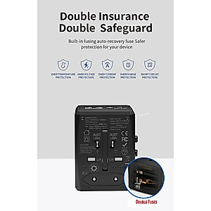 Universal Travel Adapter Worldwide International Plug Converter 30W 6A Pd 20W Type c QC3.0 USB 3A+1C All in One Multiple AC 8A sockets Outlet USA EU UK AUS FCC Listed