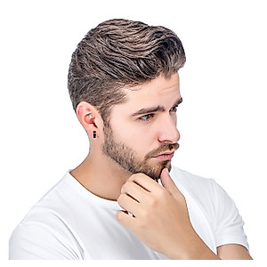 Jstyle Stainless Steel Black Unique Small Hoop Earrings for Men 1 Pairs Huggie Earrings Black