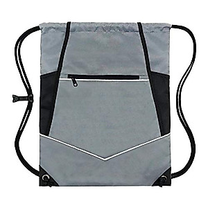 HOLYLUCK Packable Drawstring Sackpack Wet Pocket with Zipper and Water Bottle Mesh Pockets (Grey)