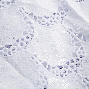 ZhenGuiRu African Lace Fabric 5 Yards, Nigerian Cord Guipure Water Soluble White Lace Fabric for Party Dress Sewing