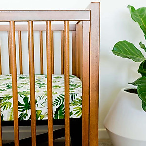 Little Unicorn Tropical Leaf Fitted Crib Sheet | 100% Cotton Muslin | Super Soft | Sized for Standard Baby Crib & Toddler Mattress | Machine Washable | 52” x 28” x 9”