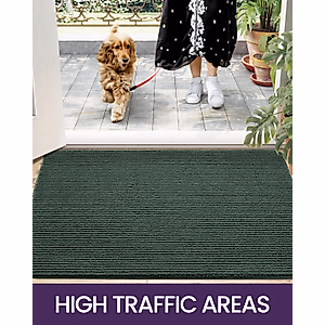 DEXI Door Mat Entryway Doormat Front Entrance Non-Slip Low Profile Washable for Inside Entry 23.5"x35.5",Sea Green