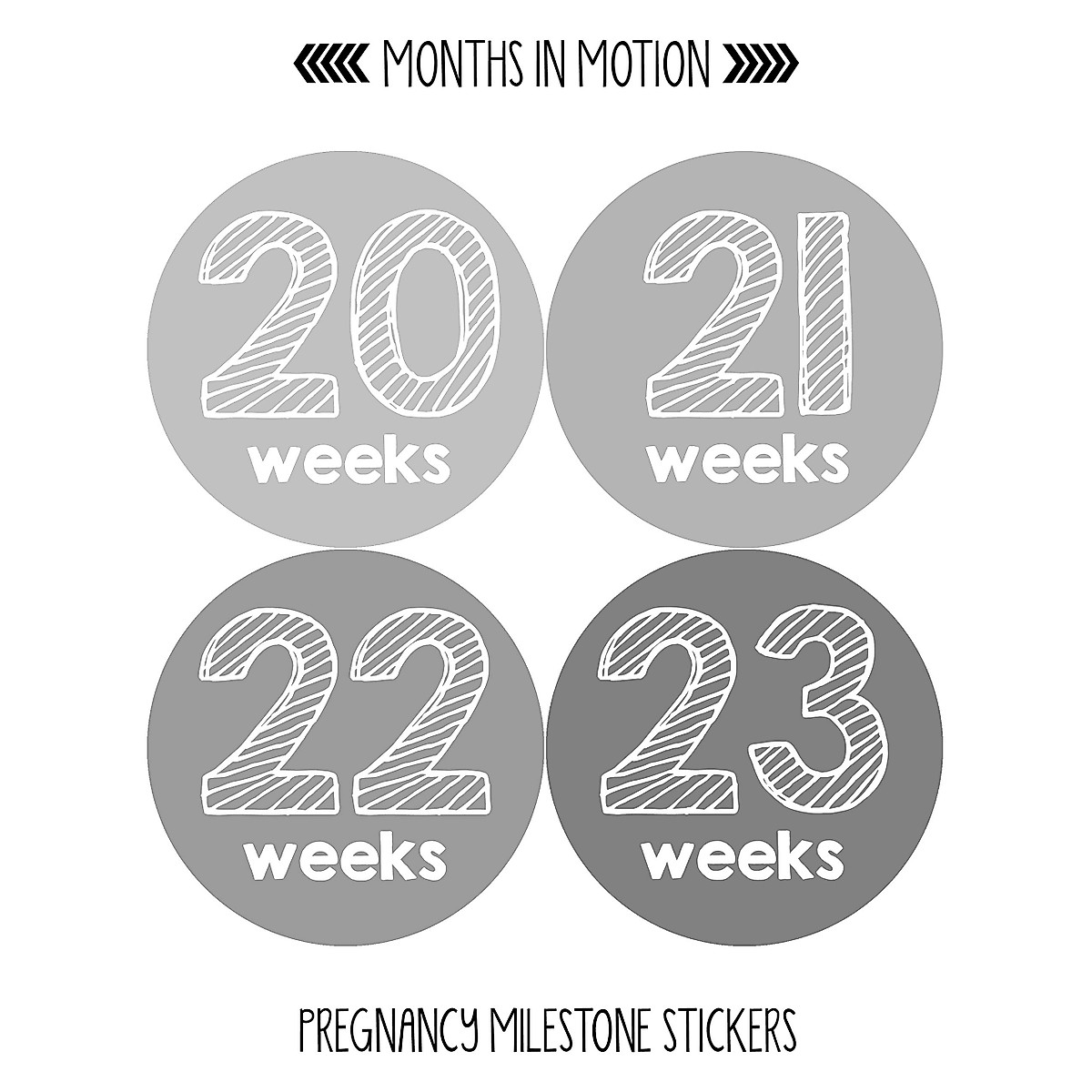Months In Motion Pregnancy Weekly Belly Growth Stickers - Week to Week Pregnant Expecting Photo Prop - Maternity Keepsake - Baby Bump - Large Set of 36 Weekly Photo Sticker
