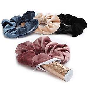 Jaolex 4 Packs Hair Scrunchies with Zipper Pocket Soft Elastic Hair Bands Hair Scrunchy Ties Ropes Hair