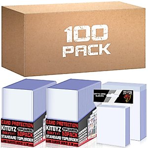 100 ct Toploaders Trading Card Sleeves Holder, Hard Plastic Top Loaders Penny Card Sleeves Card Protectors Fit for Baseball Cards, MTG Card (Include 100 Thick Sleeves & 200 Soft Sleeves)