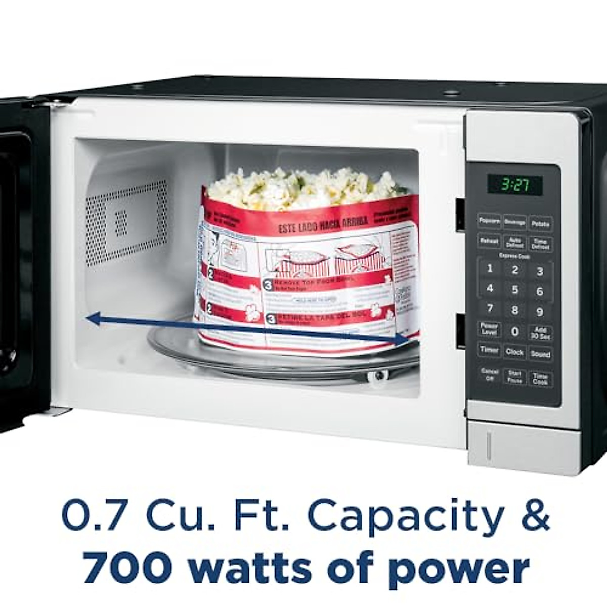 GE GCST07N1WWW Microwave Oven, 700-watt 6 Auto Cooking Settings, Kitchen Essentials for The Countertop, Dorm Room or Apartment, Child-Lock Technology 0.7 Cu. Ft, White