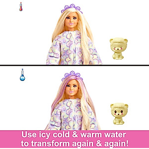 Barbie Cutie Reveal Doll with Blonde Hair & Lion Plush Costume, 10 Suprises Include Accessories & Pet (Styles May Vary)