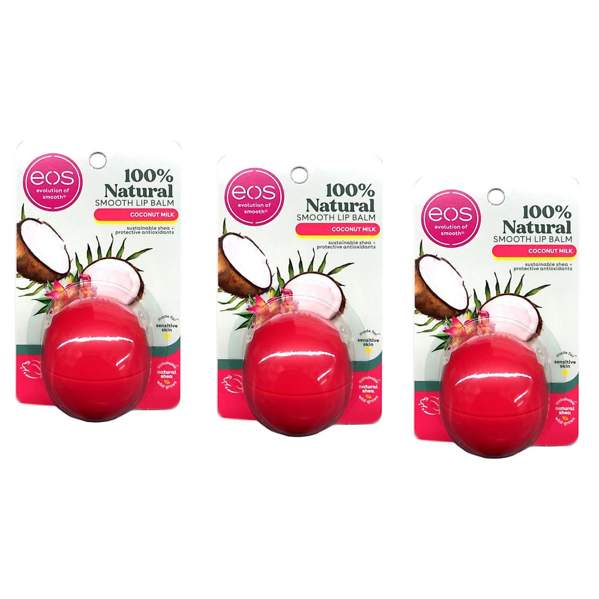 EOS Super Soft Shea Lip Balm, Coconut Milk 0.25 oz (Pack of 3)