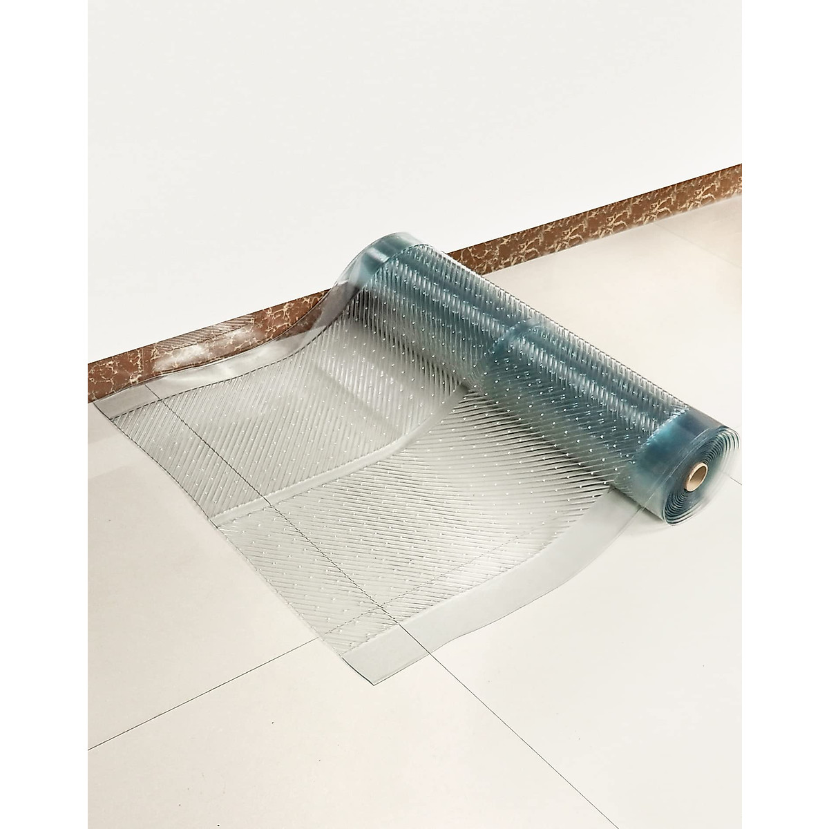 QWORK Floor Protector for Deep Pile Carpet, 36" x 25' Heavy-Duty Plastic Carpet Protector, Runner Guard Protector, No-Slip, Waterproof, Clear, for Home Office Hallway Runner