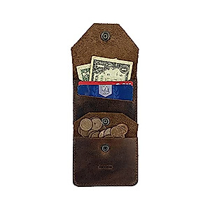 Hide & Drink, Leather Short Wallet, Holds Up to 3 Cards Plus Folded Bills & Coins, Cash Organizer, Accessories, Handmade Includes 101 Year Warranty :: Bourbon Brown