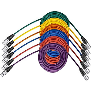 NEEWER 6 Pcs 24.9ft Microphone Audio Cable XLR Male to XLR Female Colored Snake Cable (Purple/Red/Blue/Orange/Yellow/Green)