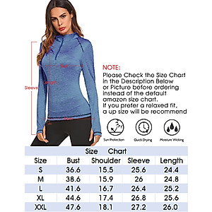 PINSPARK Women's Quick Dry Shirts Long Sleeve for Running Hiking Workout Shirt Half Zip Pullover Blue S