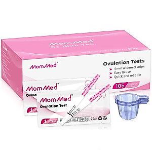 MomMed Ovulation Test Strips, 105 LH Ovulation Predictor Kit with 105 Collection Cups, Accurately Track Ovulation Test, High Sensitivity Result for Women Home Testing