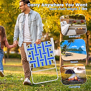 Tangkula Folding Lawn Chairs Set of 6, Portable Webbed Chairs with Webbing Seat & Back, Widened Armrests, Heavy Duty Metal Frame, Lightweight Patio Dinning Chairs for Yard, Camping, Poolside, Beach