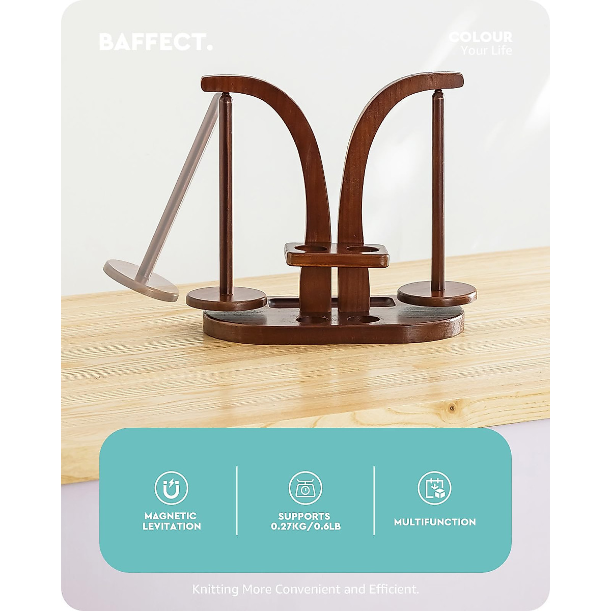 Baffect Yarn Holder Magnetic, Yarn Ball Holder Wooden, Yarn Spindle With Double Spindles, Spinning Yarn Holder For Crochet Lovers