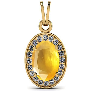 LMDPRAJAPATIS Natural 4.25 Ratti Certified Original Birthstone Yellow Sapphire Pukhraj 22K Gold Plated Beautiful Pendant