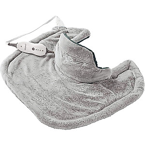 Sunbeam Contoured Heating Pad for Neck & Shoulder Pain Relief with Auto Shut Off, Moist Heating Option, 22 x 19, Grey