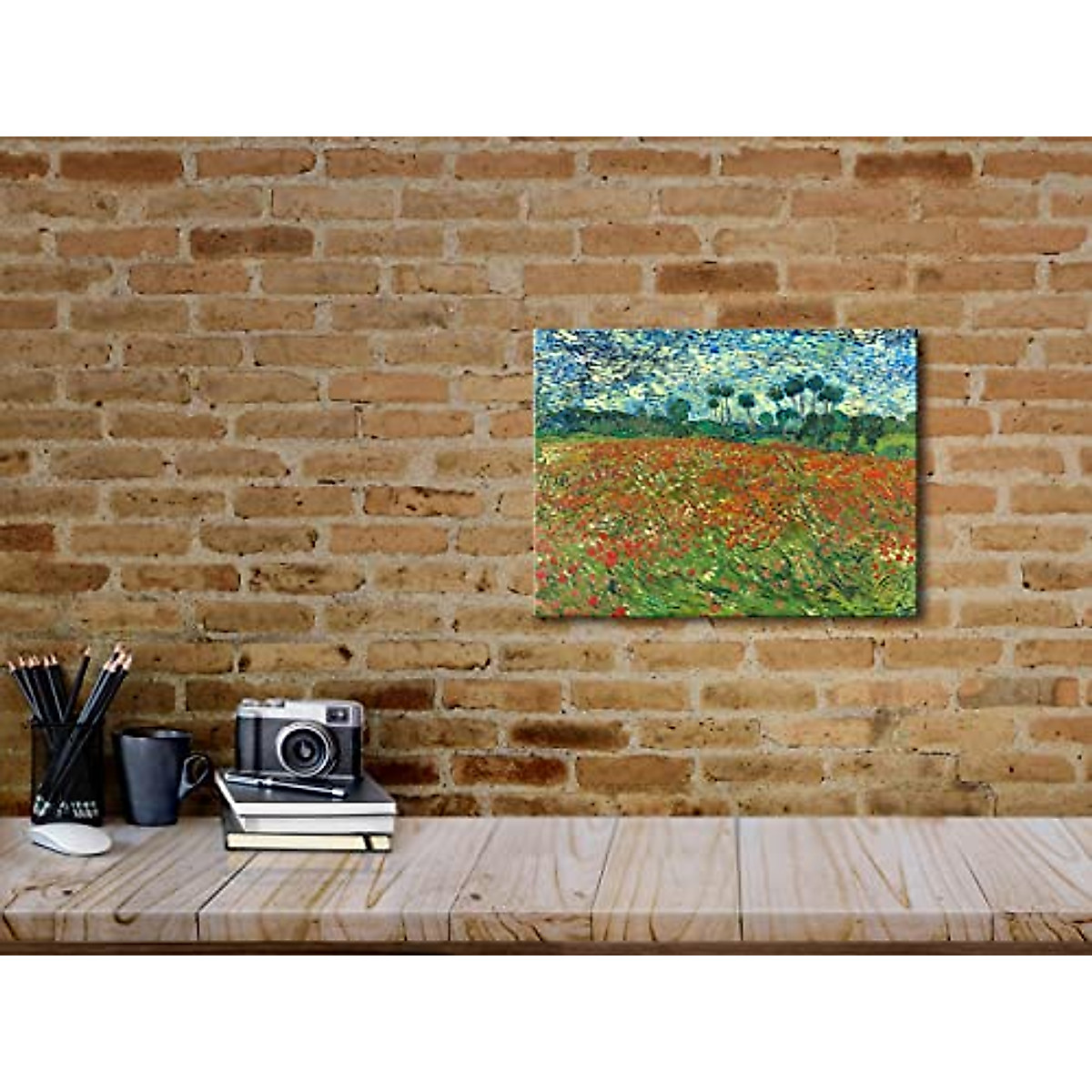 Wieco Art Poppy Field June 1890 Canvas Print of Vincent Van Gogh Wall Art Paintings Reproduction Field Pictures Artwork for Wall Decor and Home Decorations