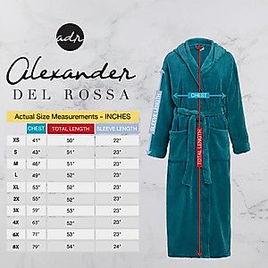 Alexander Del Rossa Women's Robes, Long Plush Bathrobe, Womens Robe with Hood, Hooded Robes for Women Plus Size Robe The Blues Striped XL (A0116ABQXL)