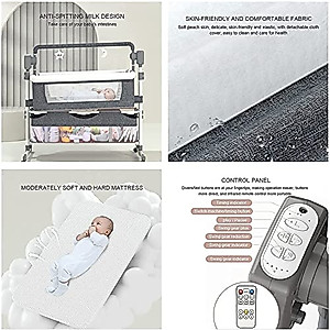 HSIKUML Music Baby Swings, Electric Baby Bassinet Bedside Sleeper Timing Rocking Crib, Baby Bassinet with Remote Control, 3-in-1 Adjustable Height Folding Baby Bed with Storage Basket (Color : Blue)