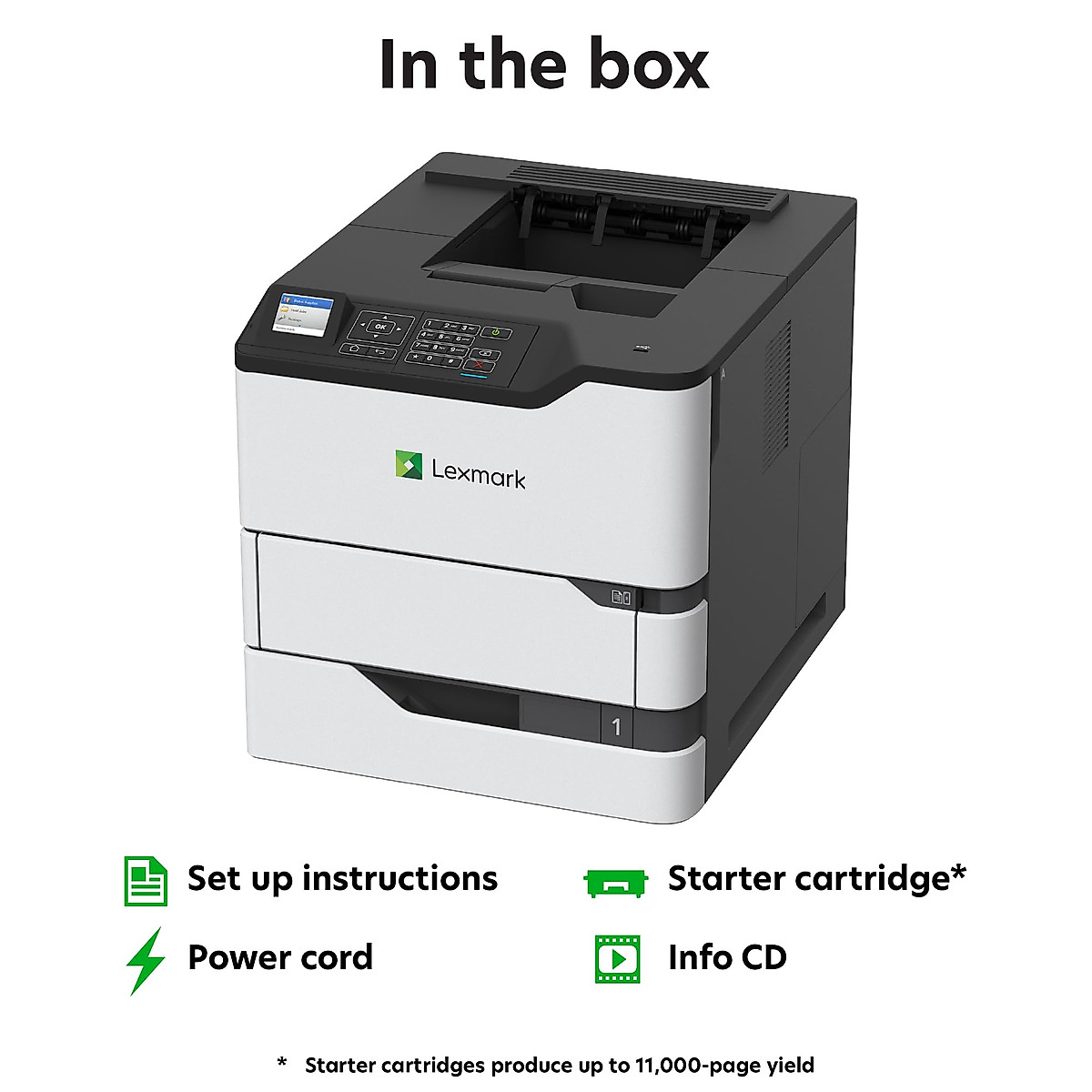 Lexmark MS820 MS821dn Laser Printer - Monochrome - 1200 x 1200 dpi Print - Plain Paper Print - Desktop - 55 ppm Mono Print - A6, Oficio, Envelope No. 7 3/4, Envelope No. 9, B5 (JIS), A4, Legal, A5, Le