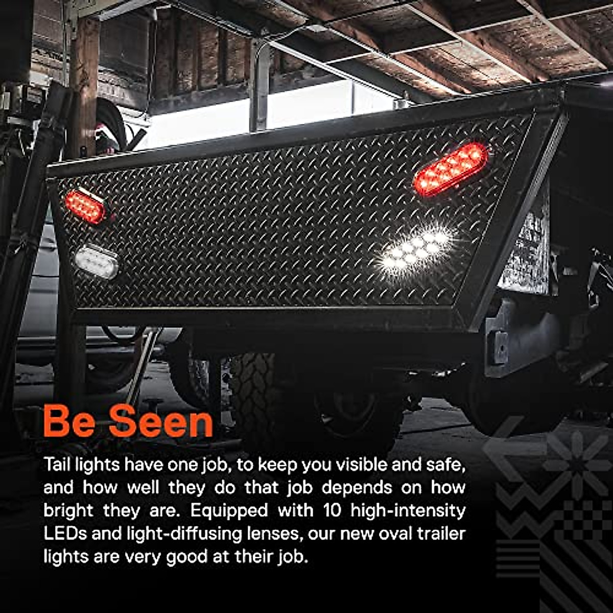 TRUE MODS 4 Red + 2 White 6 inch Oval LED Trailer Tail Light Kit [Surface-Mount] [DOT FMVSS 108 & SAE] [IP67 Waterproof] Stop Brake Turn Reverse Back Up Trailer Lights for RV Truck