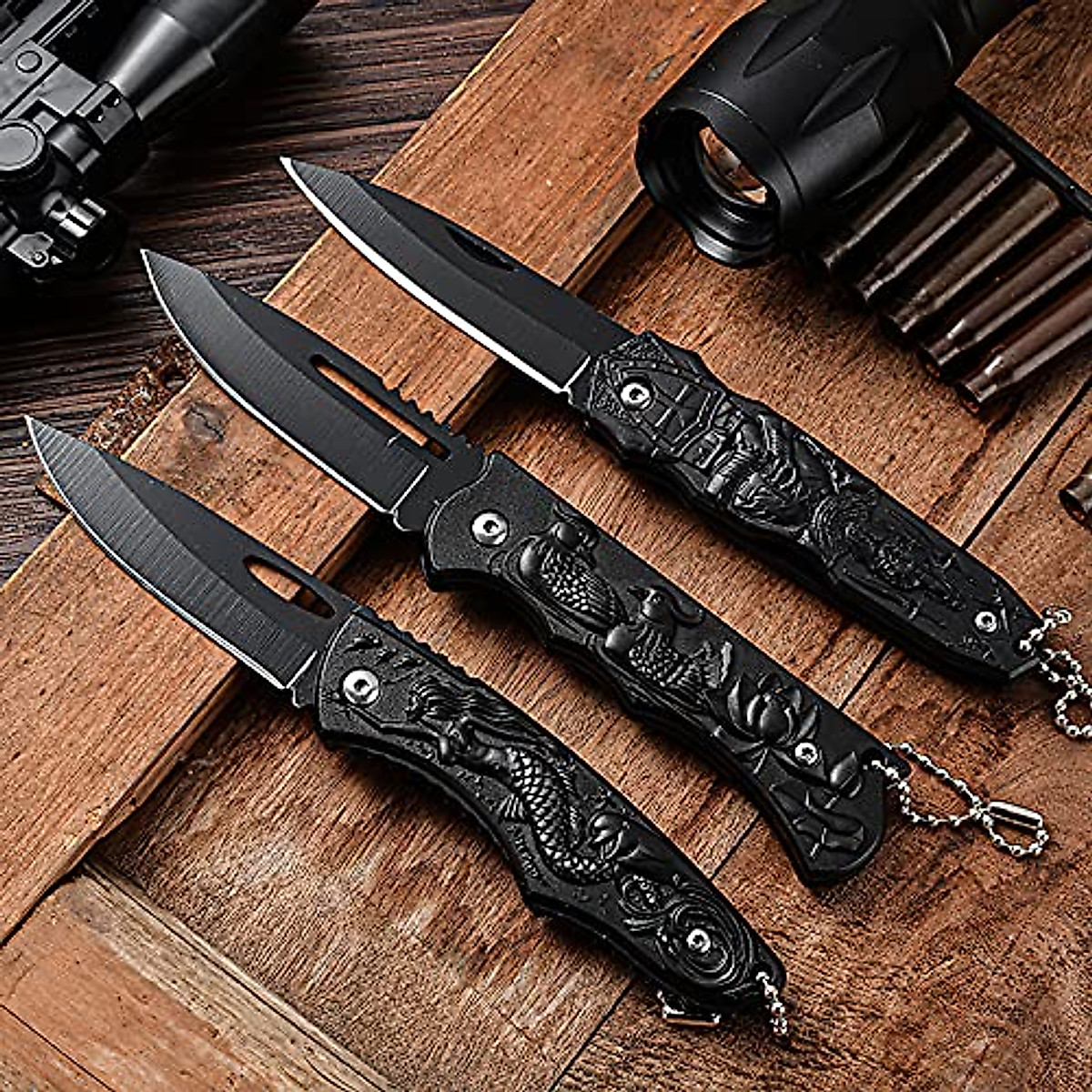 NC Folding Knife Black Stainless Steel Blade Black Handle, Tactical, EDC,Camping,Outdoor,Daily application，Pocket Knife