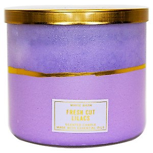 White Barn Bath and Body Works, 3-Wick Candle w/Essential Oils - 14.5 oz - 2021 Spring Scents! (Fresh Cut Lilacs)