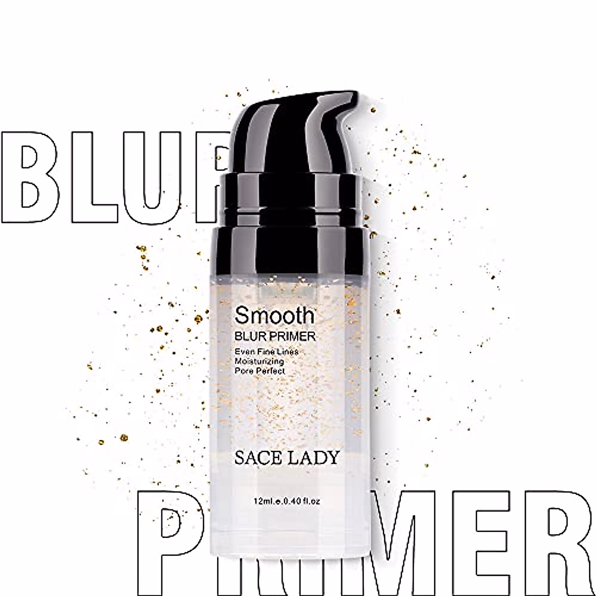 Face Makeup Primer, Big Pores Minimizer Perfect Cover, Pore Eraser Filler, Smooth Fine Lines Wrikles Makeup Base Blur Primer, Gold Foil Infused,12ml/0.40Fl Oz
