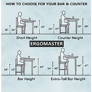 ERGOMASTER Swivel Counter Height Barstool 24 Inch Seat Height Bar Chair Cappuccino X Open Back （ 24 Inches,Set of 4）