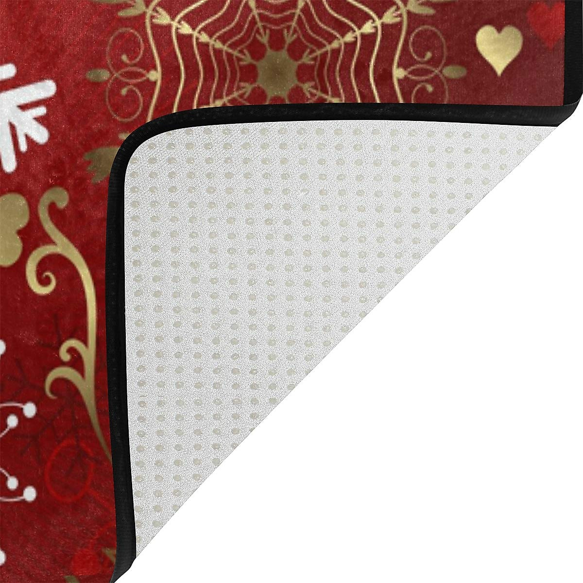 SUABO Christmas Area Rug, Red Snowflakes Non Slip Area Rug Nursery Rug Floor Mats Carpet for Living Dinning Room Bedroom Kitchen 3'x5'