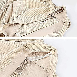 Women Shoulder Handbags Soft Corduroy Casual Hobo Bags Large Tote Bag Travel Satchel Shopping Bag for Women (Beige)