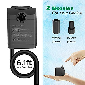 Knifel Submersible Pump 200GPH Ultra Quiet with Dry Burning Protection 5.2ft High Lift for Fountains, Hydroponics, Ponds, Aquariums & More…