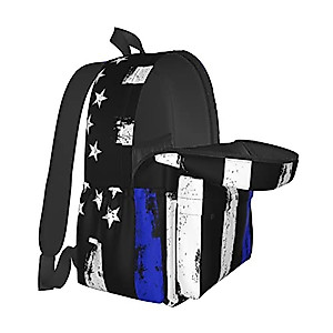 Unisex Backpack Multipurpose Rucksack Anti Theft Backpacks with Padded Straps Big Capacity Backpack American Thin Blue Line Flag Police Love Heart Black Fashion Backpack