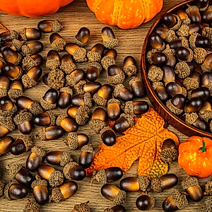 120 Pcs Artificial Acorns, Lifelike Fake Acorn with Natural Cap Simulation Nut for Home, Kitchen, Bowl, DIY Crafts, Photography Props