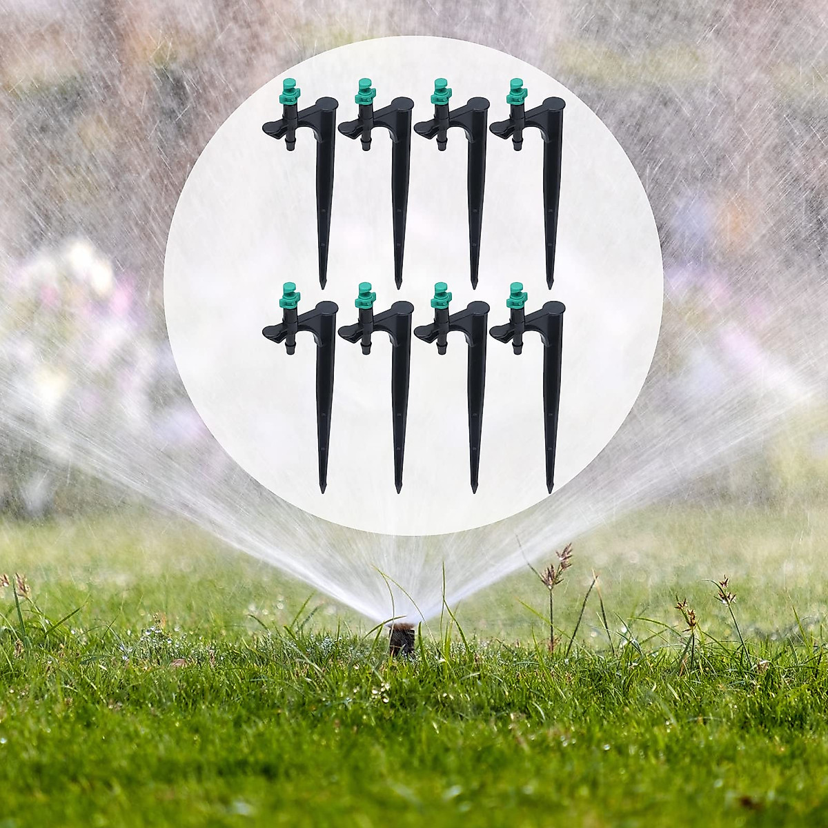 Garden Irrigation System, Adjustable Irrigation Dripper 20Pcs/Bag Irrigation Dripper with Ground Insert Fruit Tree Drip Irrigation Emitters for 1/4" Drip Irrigation Tubing(180 Degrees with Plunger)