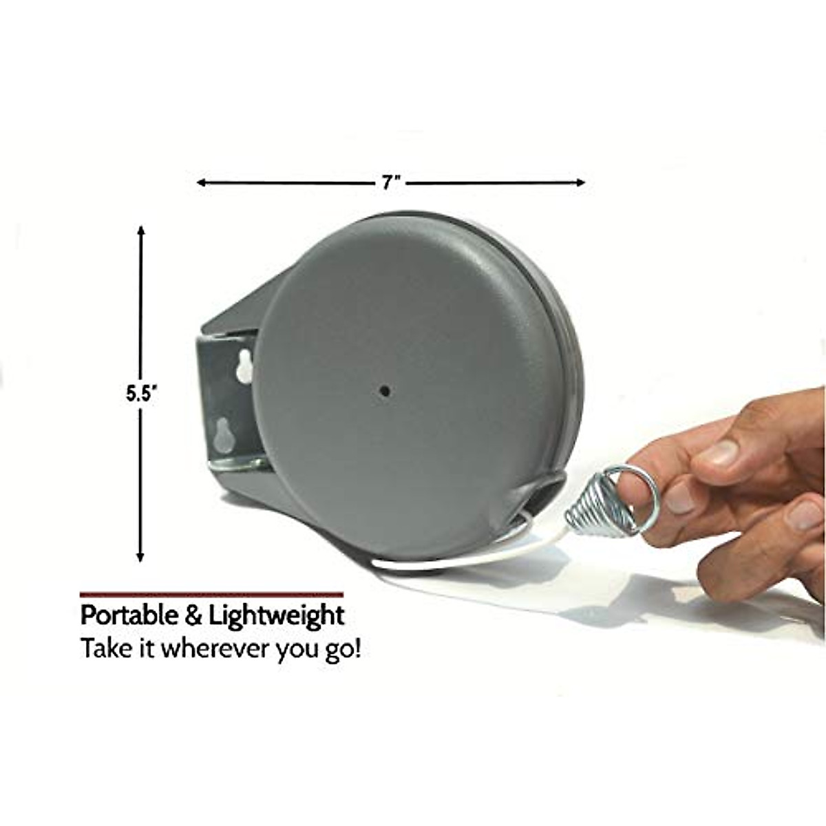 Retractable Clothesline - Portable Heavy Duty Indoor and Outdoor Washing Line - 40 Feet PVC Retracting Clothes Line with Wall Mount Hang The Wet Dry Clothing Laundry - Easy Installation (Grey)