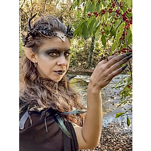 MOSTORY Gothic Black Antler Crown - Dark Elf Headpiece Forest Fairy Headband Fae Deer Horns Circlet for Women Renaissance Renfaire Cosplay Goth Wedding Halloween