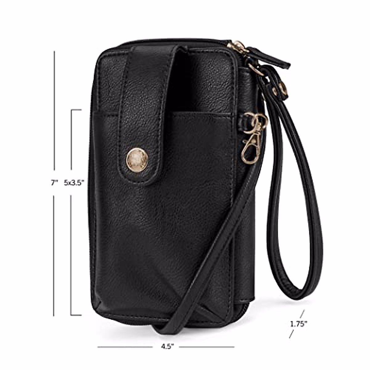Mundi Jacqui Vegan Leather RFID Womens Crossbody Cell Phone Purse Holder Wallet ((Black))