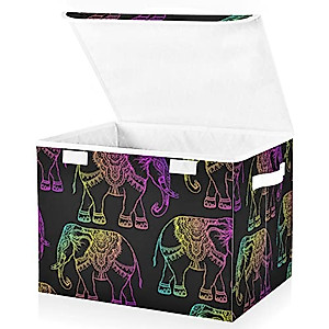 innewgogo Elephant Storage Bins with Lids for Organizing Closet Organizers with Handles Oxford Cloth Storage Cube Box for Books