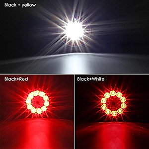 Partsam 2Pcs 4" Inch Round LED Trailer Tail Lights 16LED w Rubber Grommet, Waterproof Sealed Round Red Stop Turn Tail Brake Running Lights White Reverse Backup Lights Lamps for RV Trailer Trucks