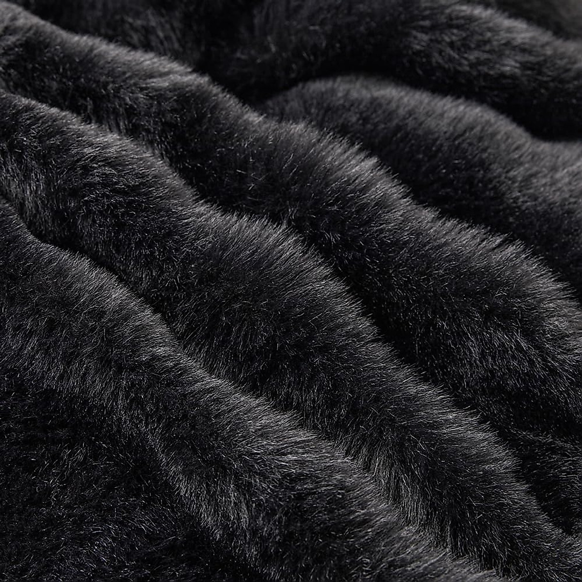 chovy Kids Girls Rabbit Plush Black Bread Grid Comforter Cover Duvet Cover Full - 3PC Faux Fur Bed Set Soft Warm Velvet Flannel Fluffy Fuzzy Bedding（Comforter x 1 Pillowcases x 2）