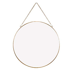 Dahey Hanging Circle Mirror Wall Decor Small Gold Round Mirror with Hanging Chain for Living Room Bathroom Bedroom ,Gold, 11.75" x 11.75"