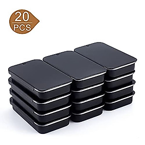 BENECREAT 20 Pack Metal Slide Top Tin Containers Gunmetal Small Tin Containers for Lip Balm, Crafts, Storage Kit, 2.4x1.3x0.4''