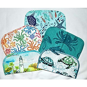 2 Ply Printed Flannel 8x8 Inches Set of 5 Sea Lovers