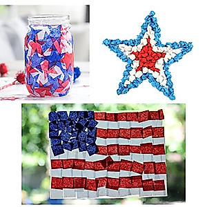 Exquiss 2000pcs 4th of July National Day Patriotic Tissue Paper Squares (2”) for DIY Patriotic Crafts Red White Blue USA American Independence Day for Kids Favors Classroom Home Activity Art Projects