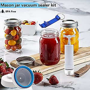 Vacuum sealer for jars Jar Vacuum Sealing Attachment Kit for Regular & Wide Mouth Canning Jars,Jar Sealer and Accessory Hose Compatible with FoodSaver Vacuum Sealer,with Jar Attachment-Adapter Hose- Manual Vacuum Pump